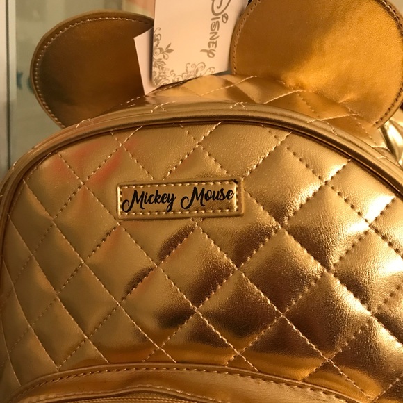 Disney | Bags | Disney Mickey Mouse Gold Mini Backpack Purse | Poshmark
